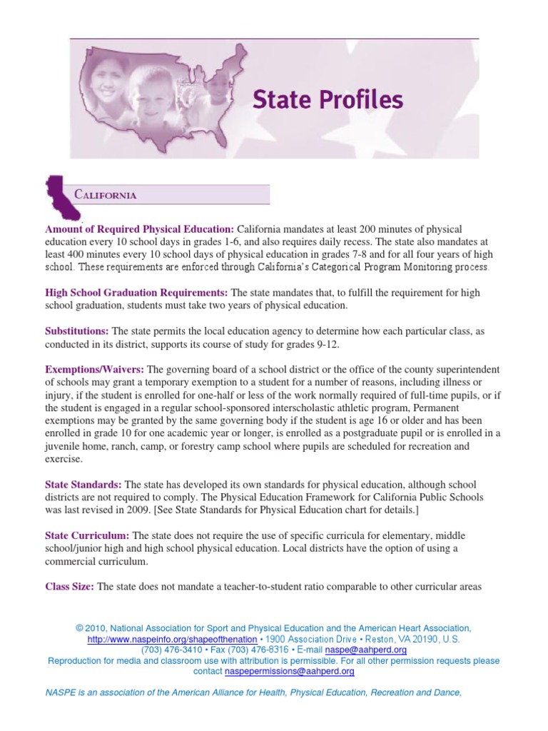 California Profile | PDF | Physical Education | Teachers
