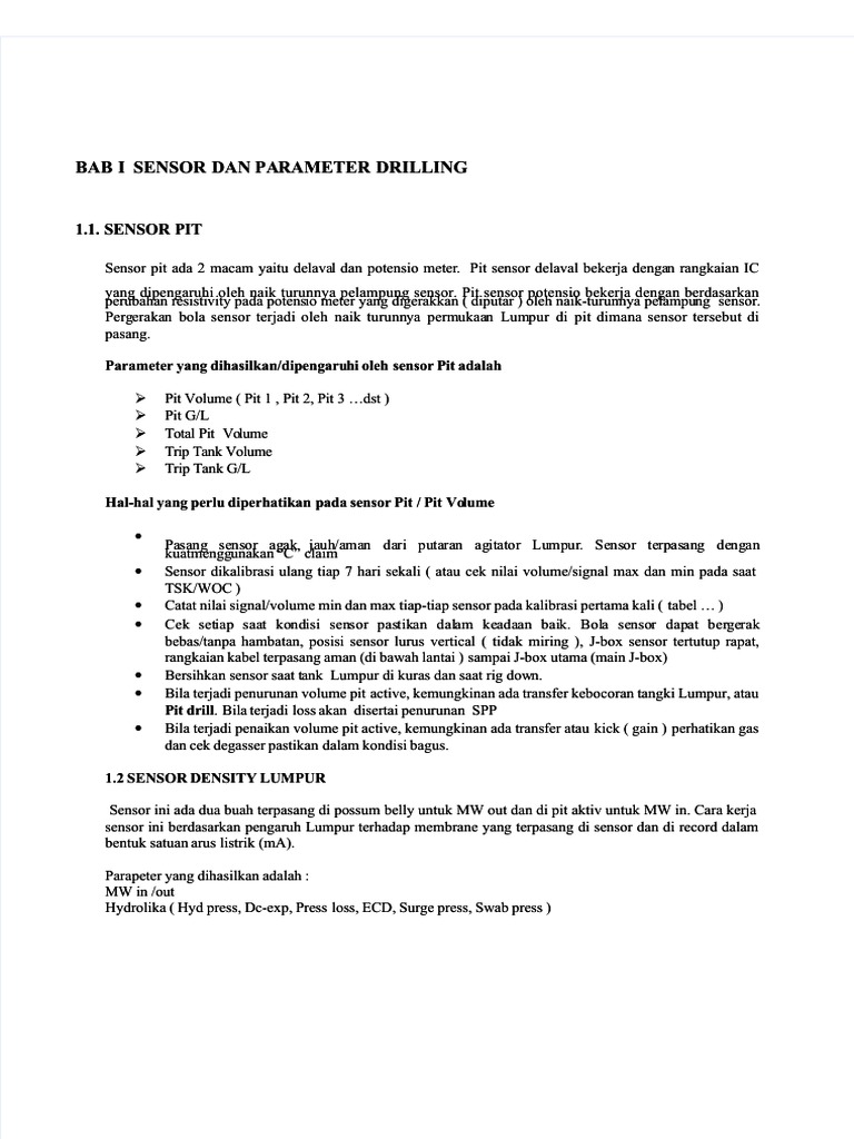PDF Sensor Dan Parameter Drilling DD | PDF