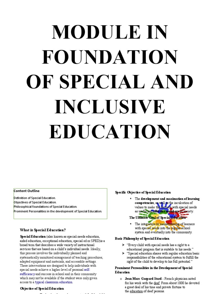Foundation of Special and Inclusive Education | PDF | Special Education ...