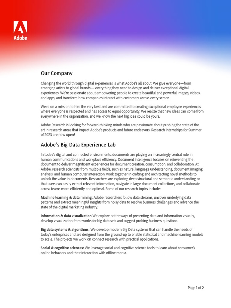 Adobe JD | PDF | Cloud Computing | Machine Learning