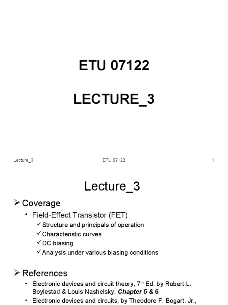 Lecture 3 | PDF | Field Effect Transistor | Mosfet