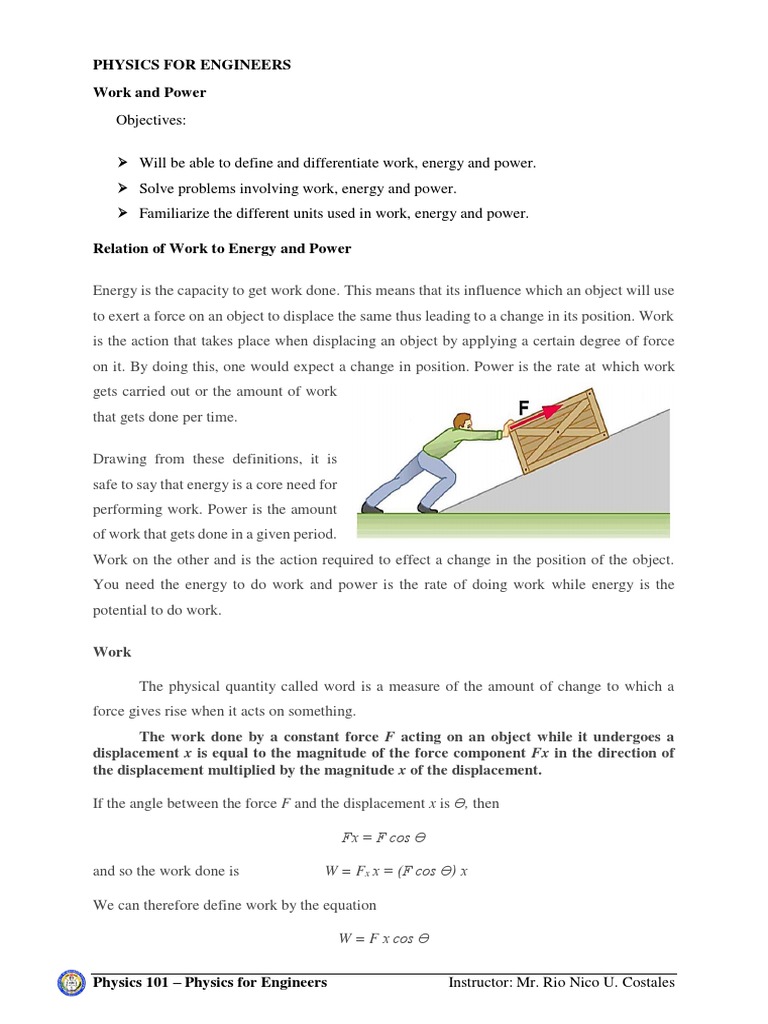 Work and Power | PDF | Power (Physics) | Force