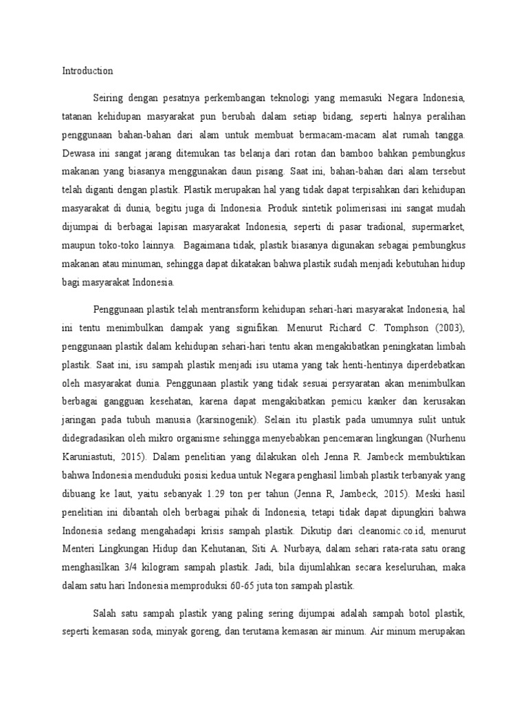 Mengurangi Sampah Plastik di Indonesia | PDF