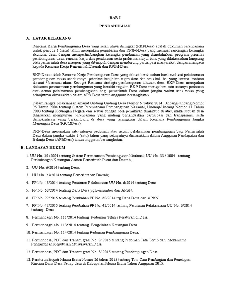 Contoh RKP Desa (Edit) | PDF