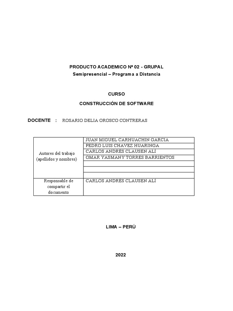 Pa2 Construccion de Software | Descargar gratis PDF | Caso de uso | Software