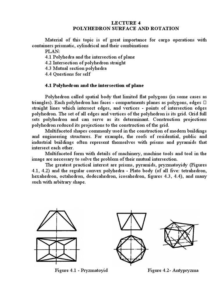 Intersection of Polyhedra: Methods for Constructing Sections Formed by Cutting Planes and the ...