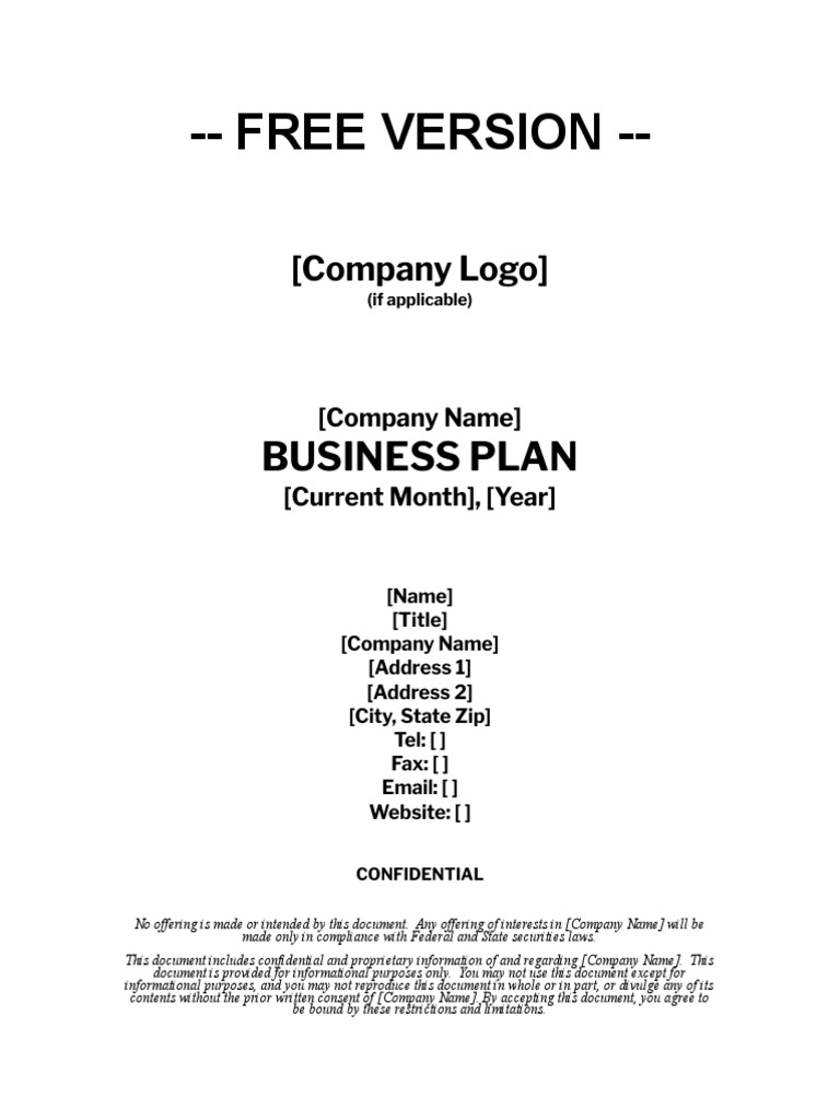 Free Version of Growthink Business Plan Template | PDF | Market Analysis | Business Economics