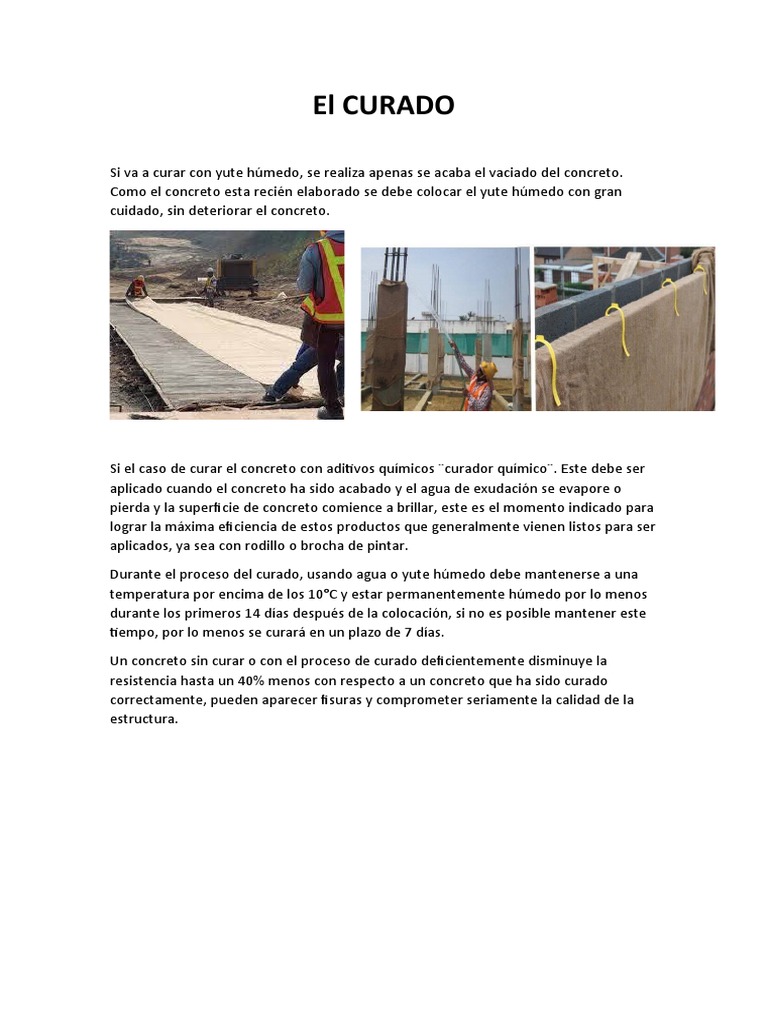 Curado de Concreto: Métodos y Recomendaciones | PDF