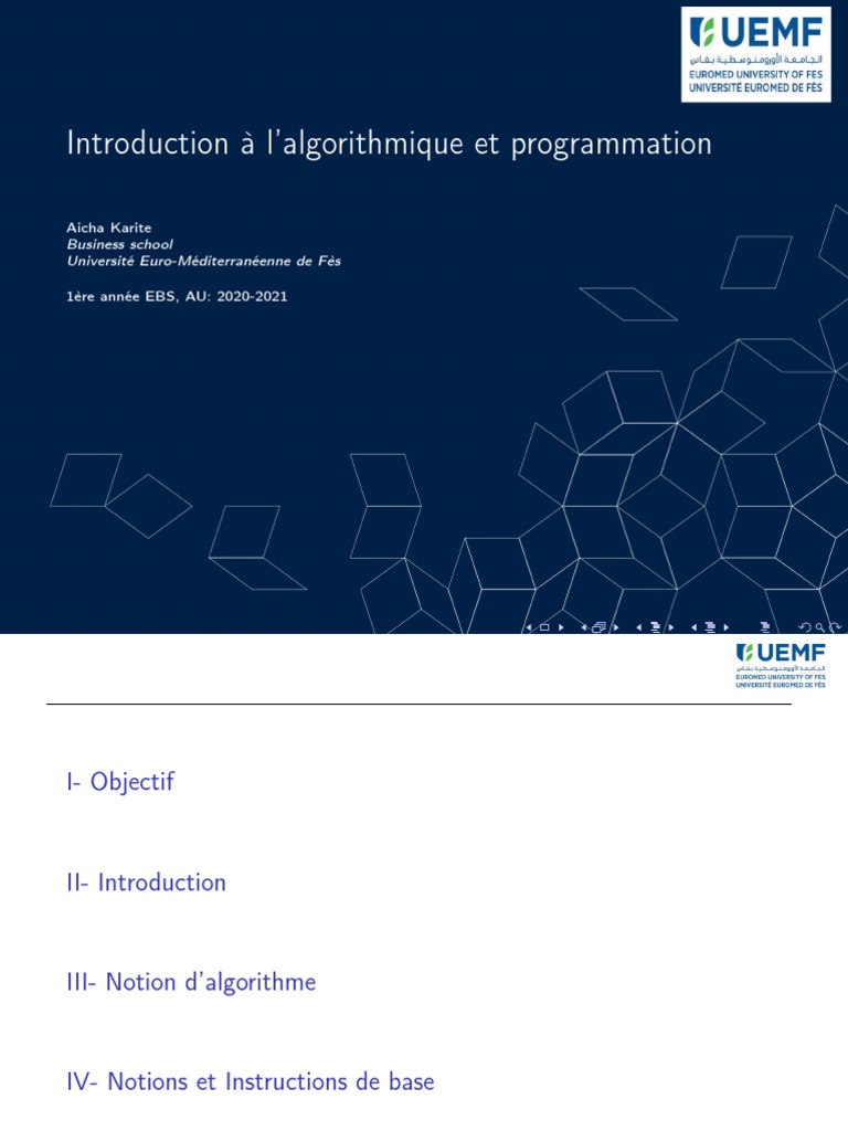 CH1-Algorithmique Et Programmation-Introduction | PDF | Programmation informatique | Variable ...