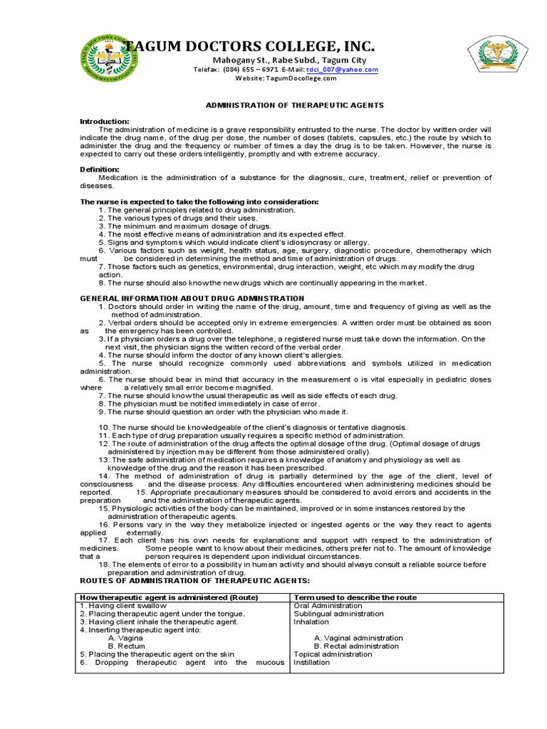 Drug Administration Pdf Tablet Pharmacy Dose Biochemistry