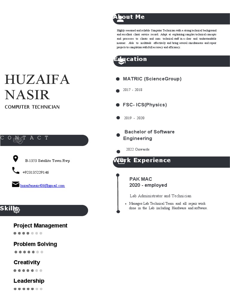 Huzaifa Nasir CV | PDF