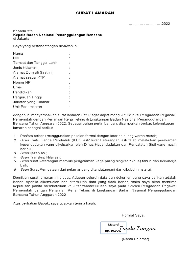 Contoh Surat Lamaran | PDF