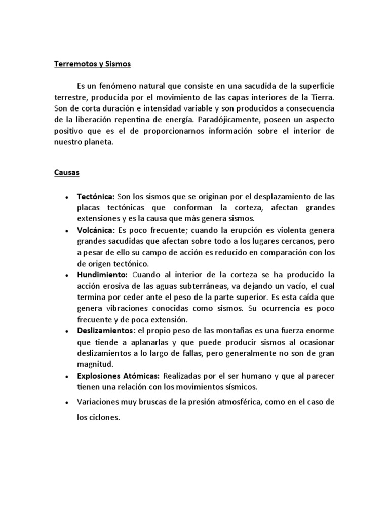 Información sobre Sismos y Terremotos | PDF | Temblores | Tierra