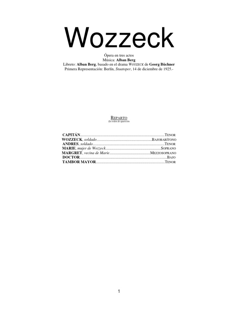 Wozzeck: Ópera de Alban Berg | PDF | Entretenimiento (general)