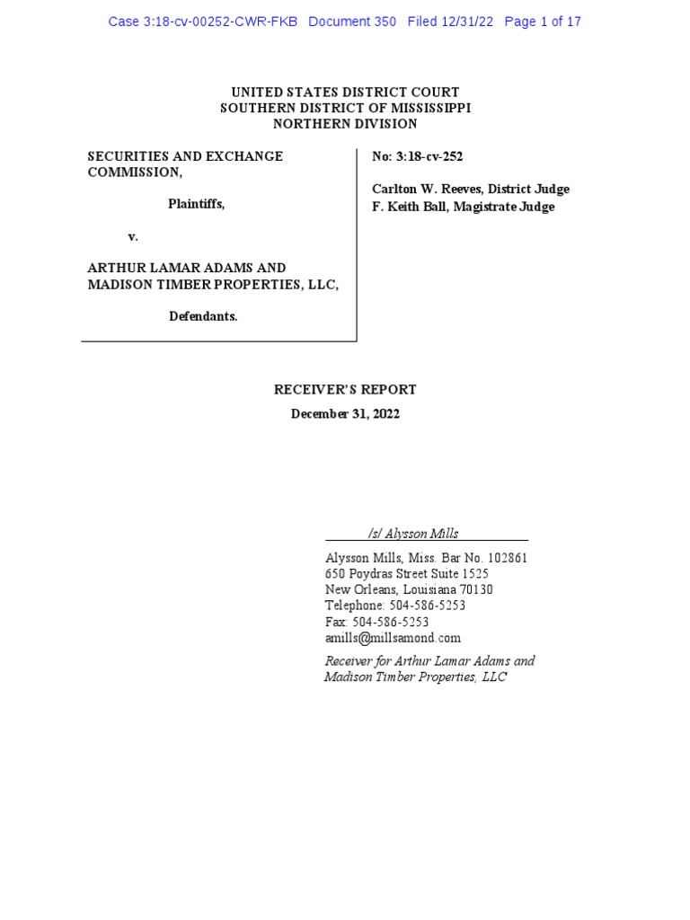 Receiver Report | PDF | Bankruptcy | Complaint