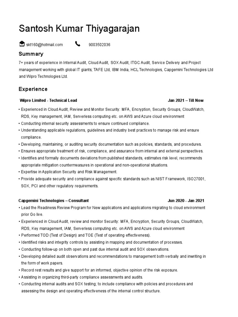 Cloud Security Expert with Over 7 Years of Experience in Internal Audit ...