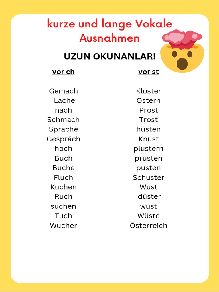 Kurze Und Lange Vokale Ausnahmen | PDF