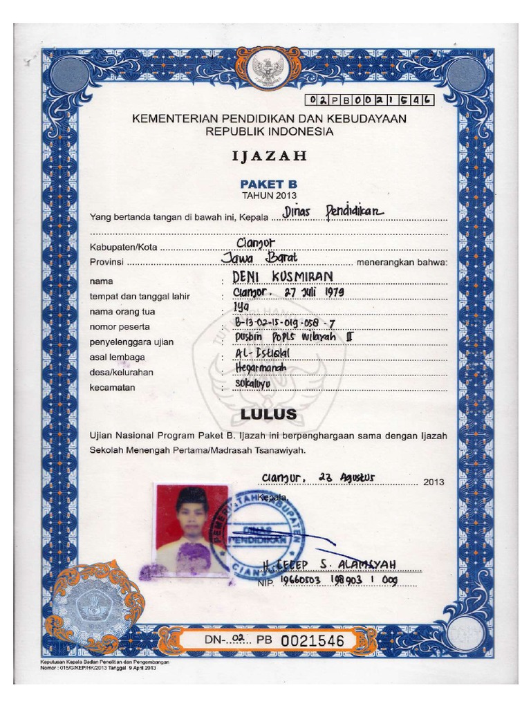 IJAZAH SMP (1) - Compressed | PDF