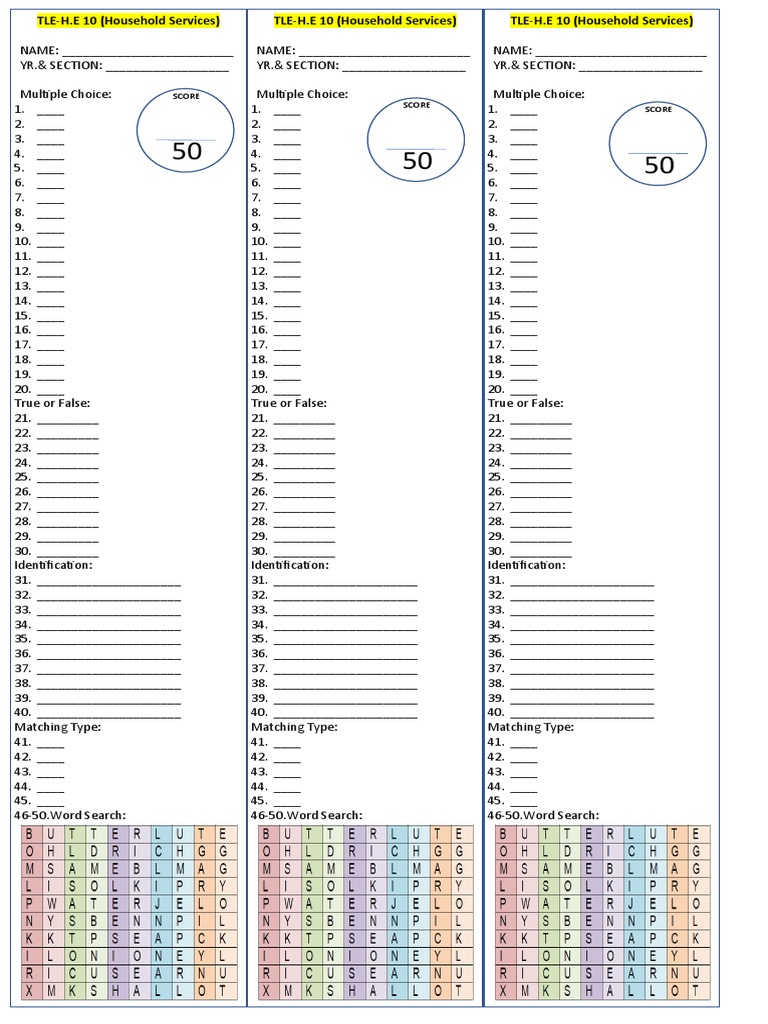 Q2 Answer Sheet | PDF
