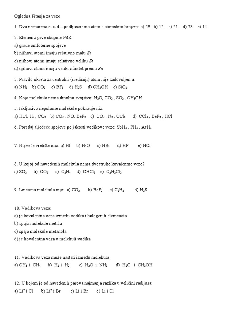 Ogledna Pitanja, Veze | PDF