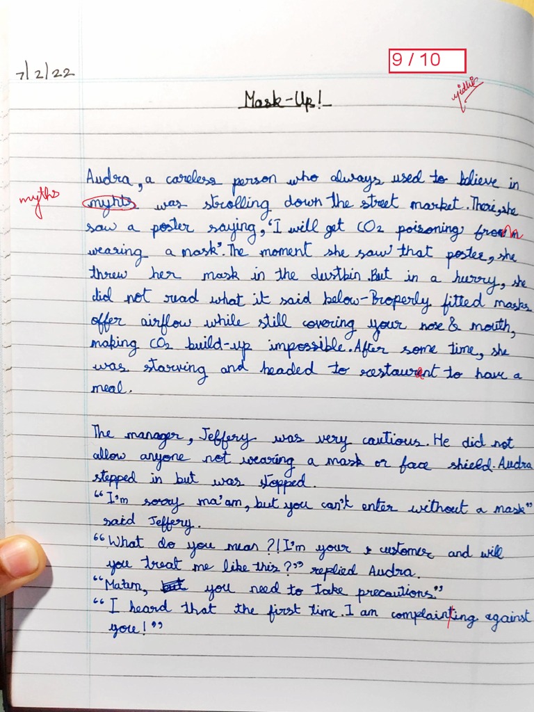 1st - Aksheta - 6A - English - Story - Writing - Mask-Up | PDF