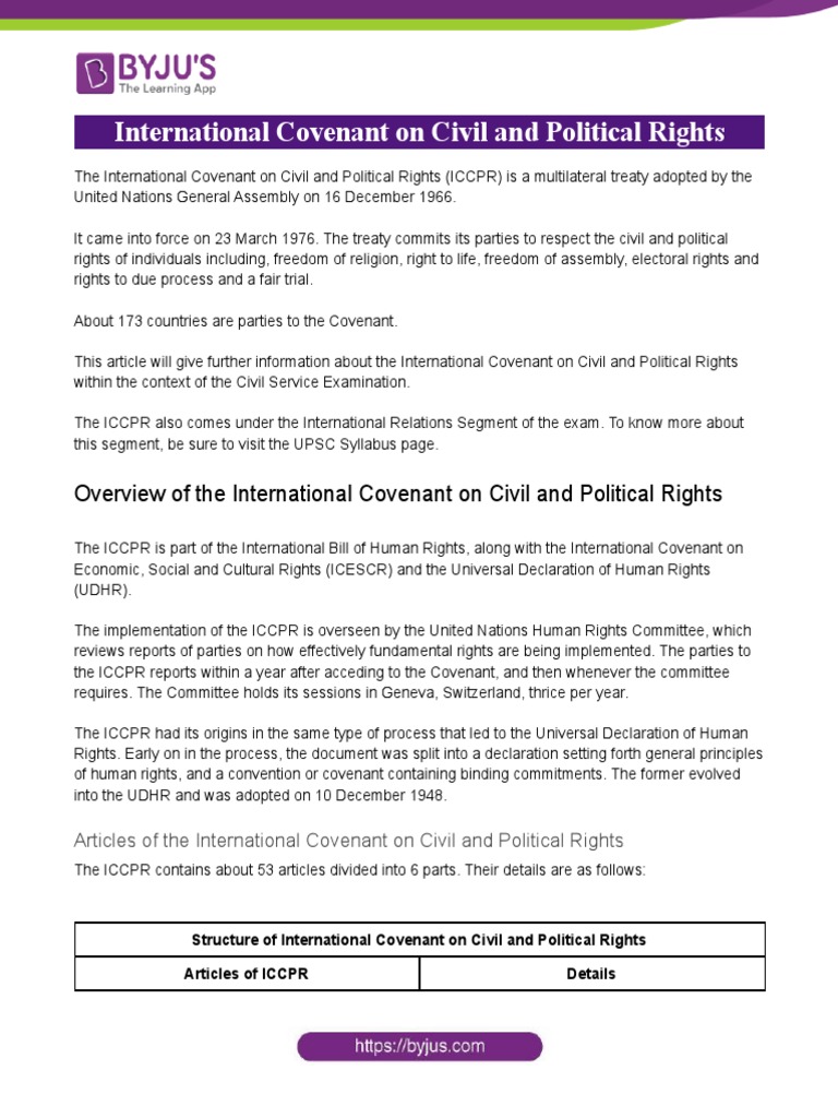 Iccpr Byju | PDF | Human Rights | Government