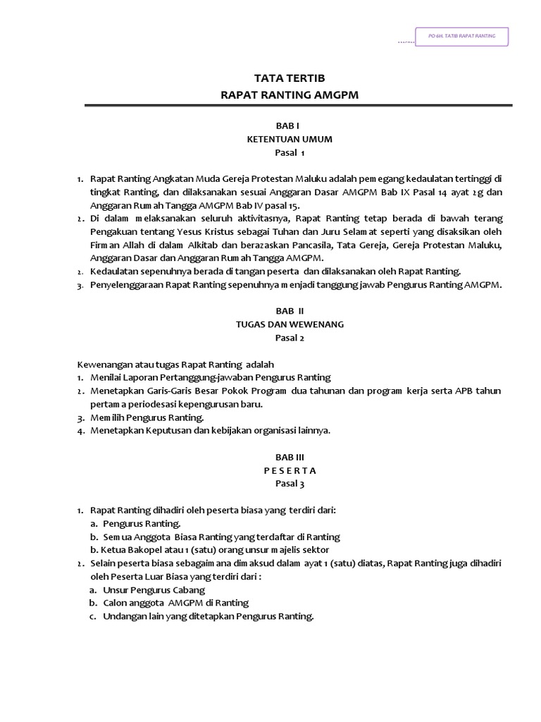 Po-6h Tatib Rapat Ranting | PDF