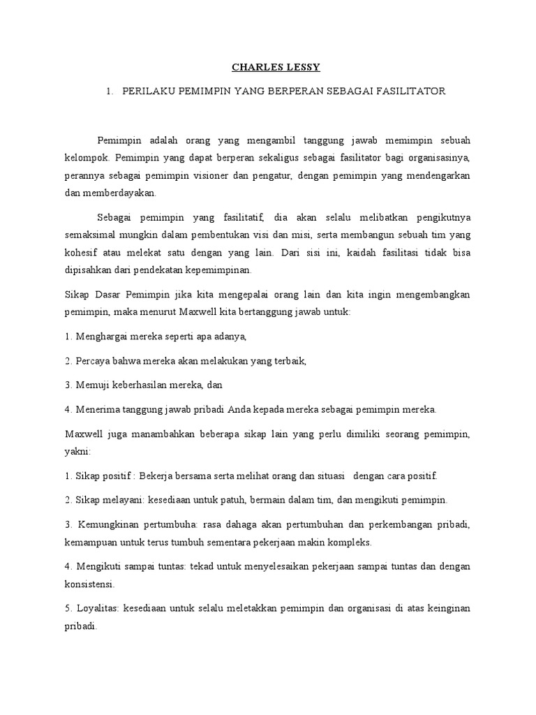 Perilaku Pemimpin Fasilitatif | PDF