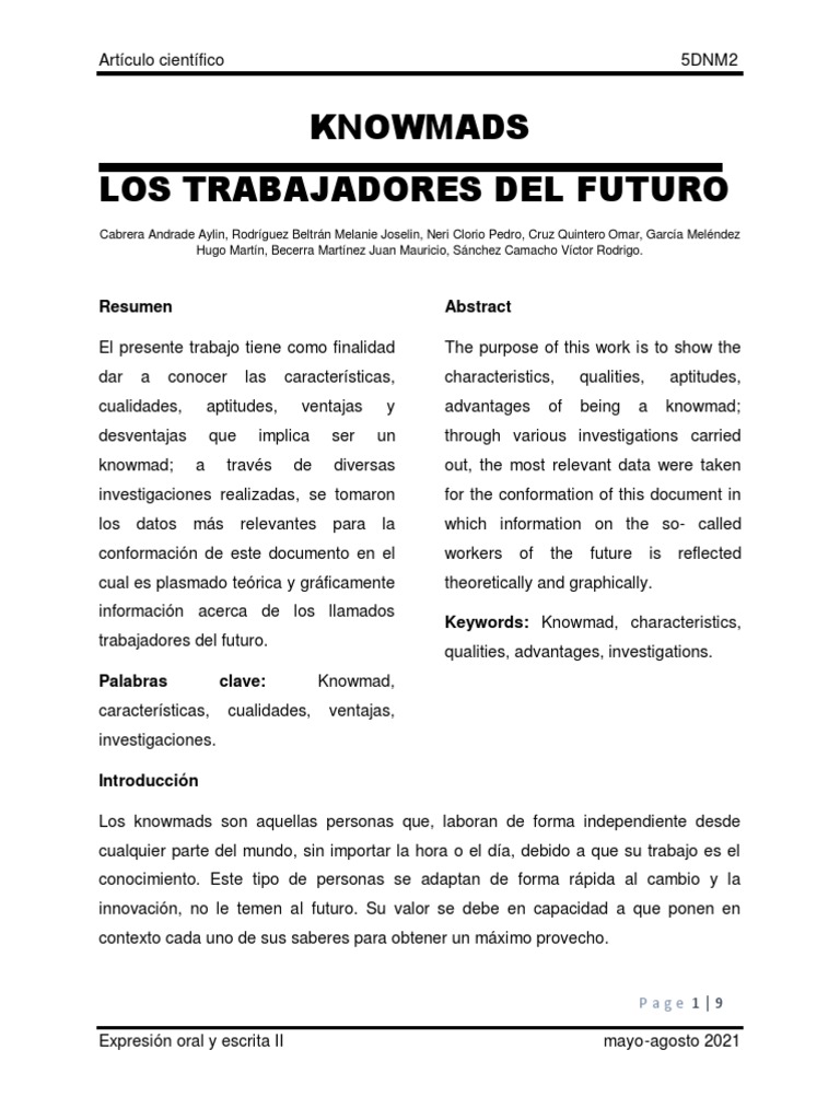 Knowmads: Trabajadores del Futuro | PDF | Conocimiento | Robot