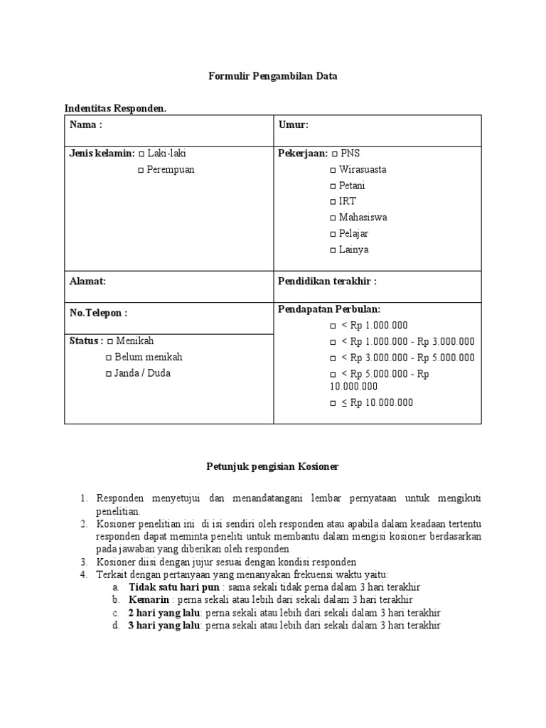 QWB Kuesioner | PDF