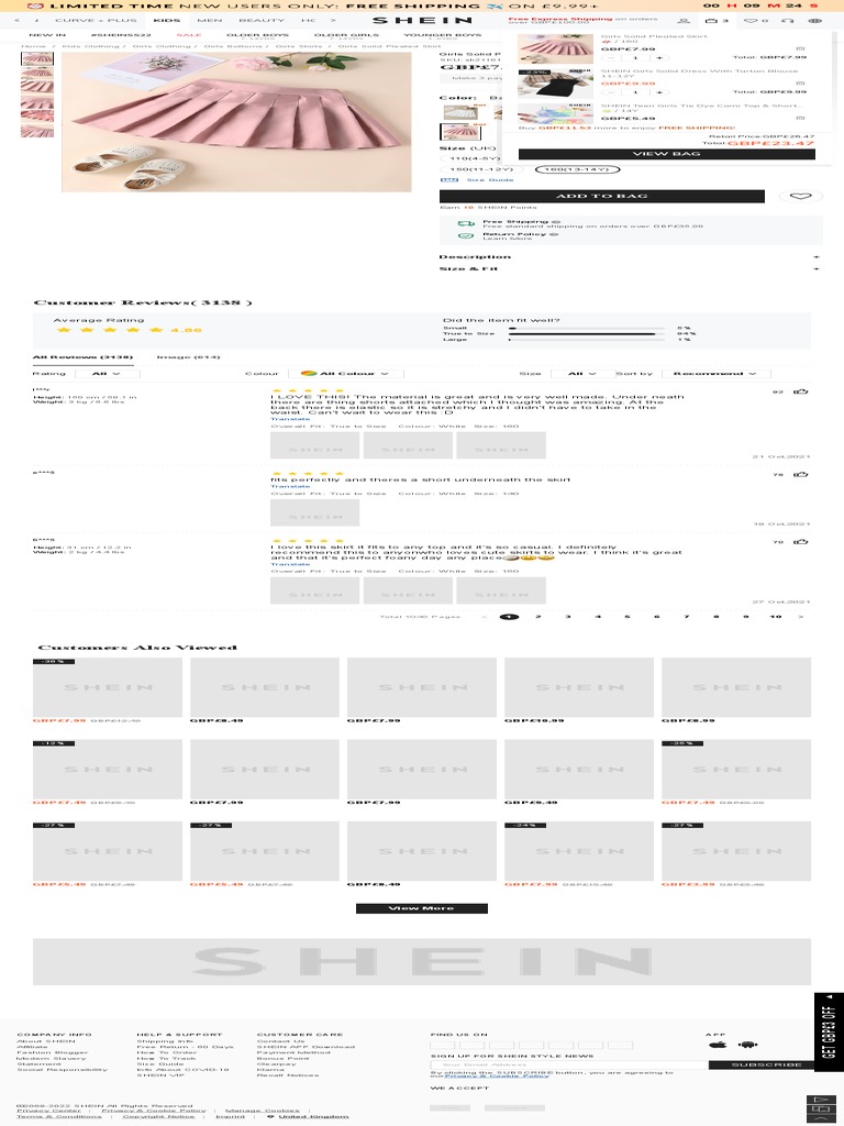 Girls Solid Pleated Skirt SHEIN UK | PDF