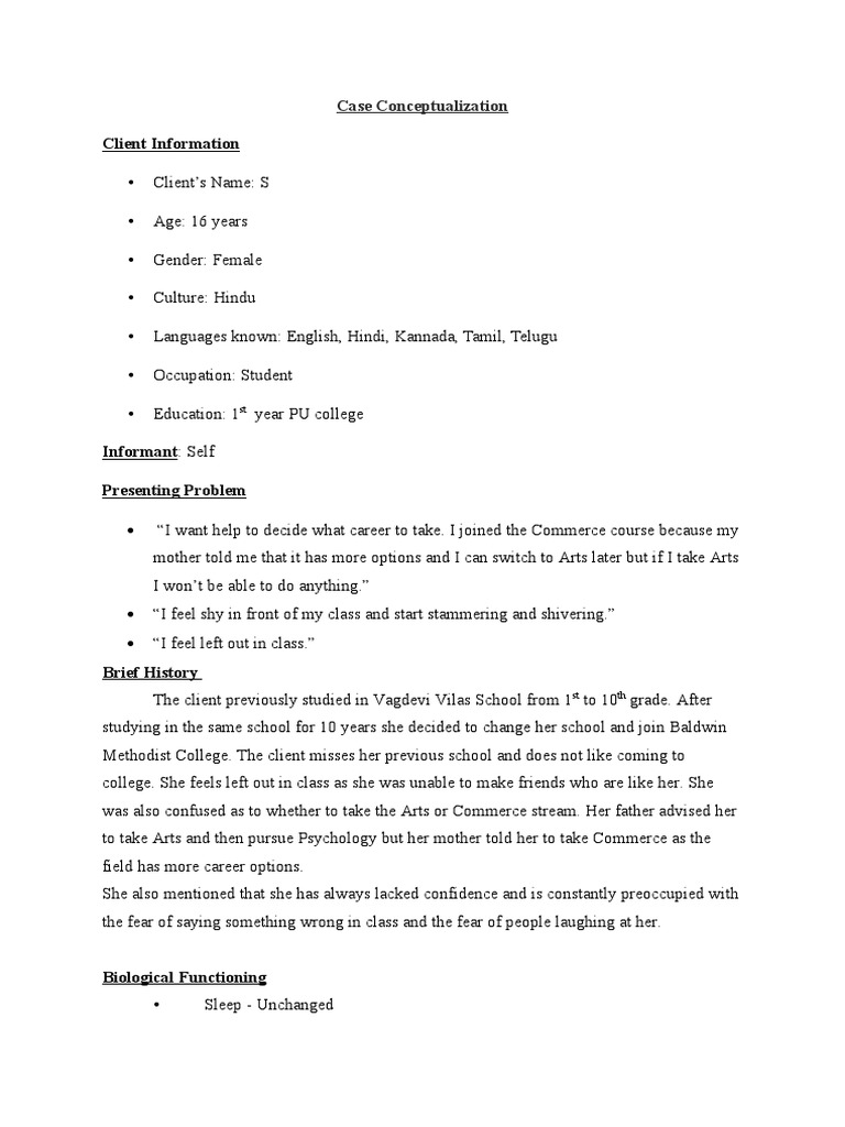 Case Conceptualization | Download Free PDF | Rational Emotive Behavior ...