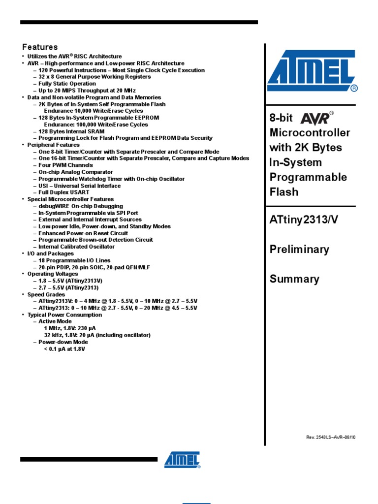 8-Bit Microcontroller With 2K Bytes In-System Programmable Flash ...