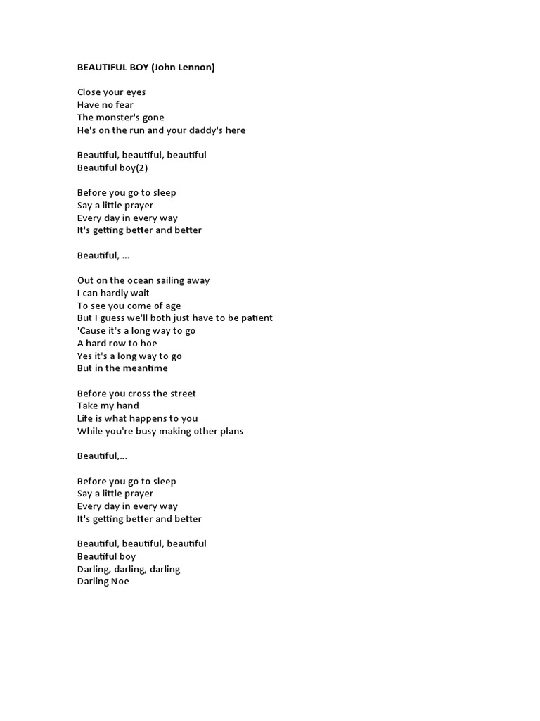 Beautiful Boy by John Lennon Lyrics | PDF
