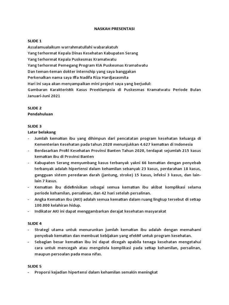 Naskah Presentasi Minipro | PDF