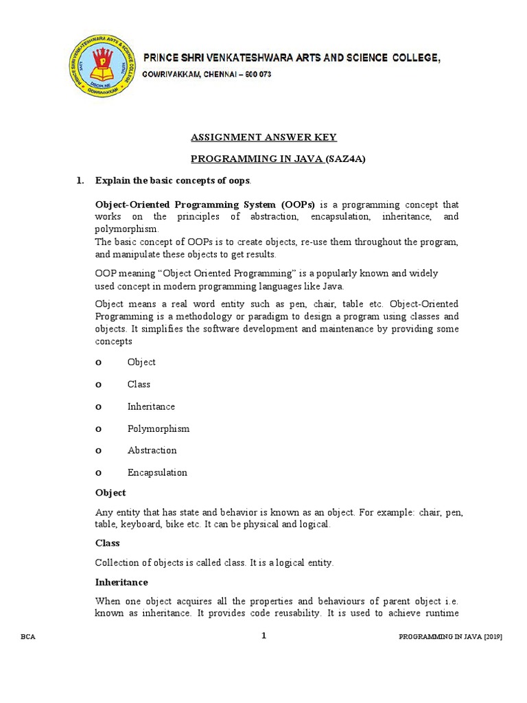 Assignment Answer Key Pdf Object Oriented Programming Inheritance Object Oriented