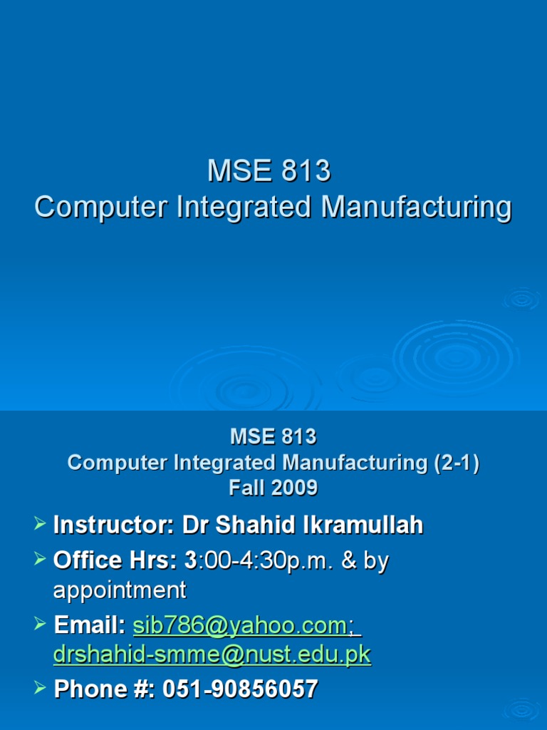 Student Copy CIM MSE 813 | PDF | System | Mass Production