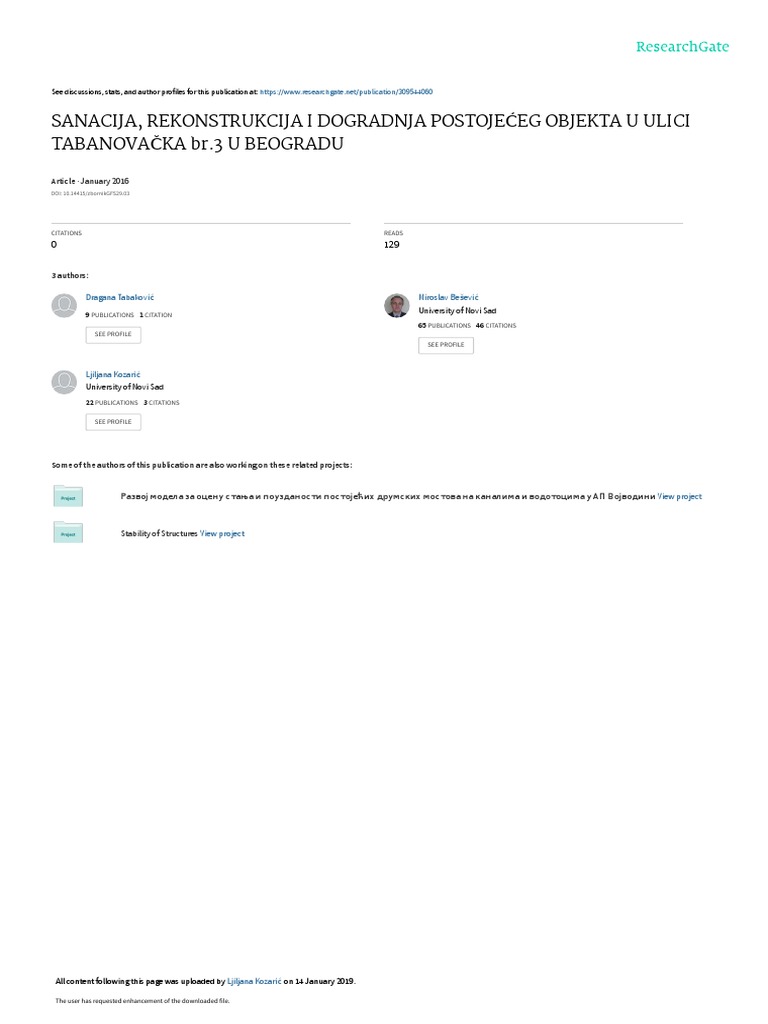 Sanacija Rekonstrukcija I Dogradnja Postojeceg Obj | PDF