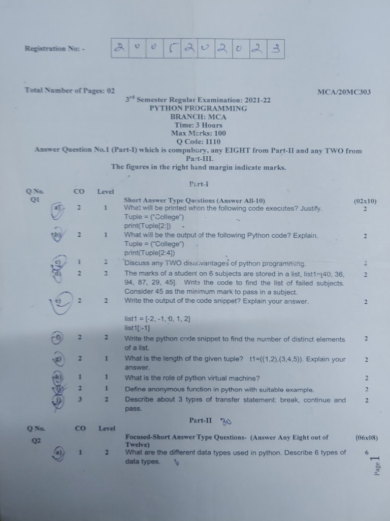 Python Previous Year Question Paper Pdf Python Programming Language Variable Computer