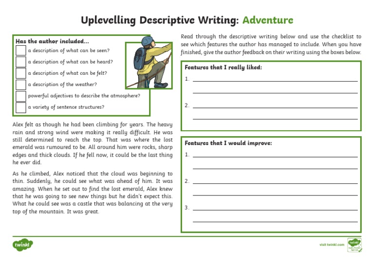 Uplevelling Descriptive Writing Adventure | PDF