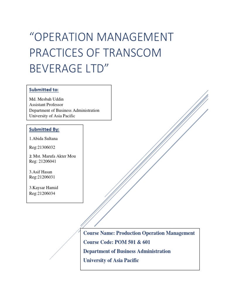 Report POM of Transcom | PDF | Drink | Alcoholic Drinks