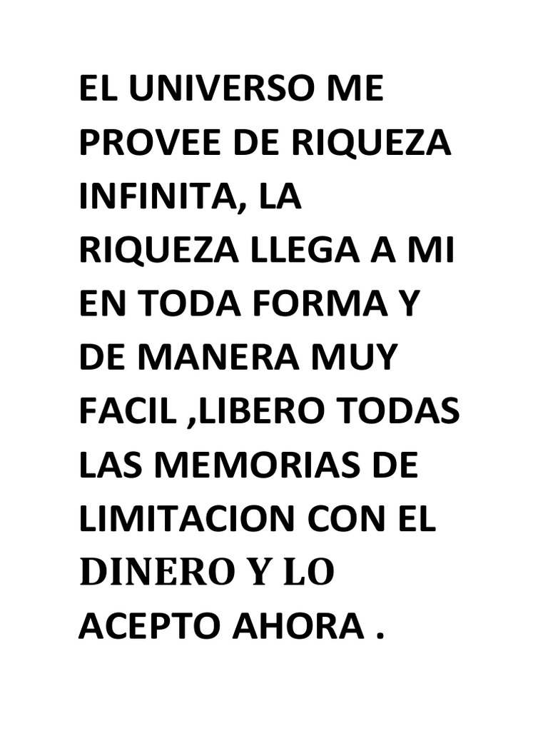 El Universo Me Provee de Riqueza Infinita | PDF