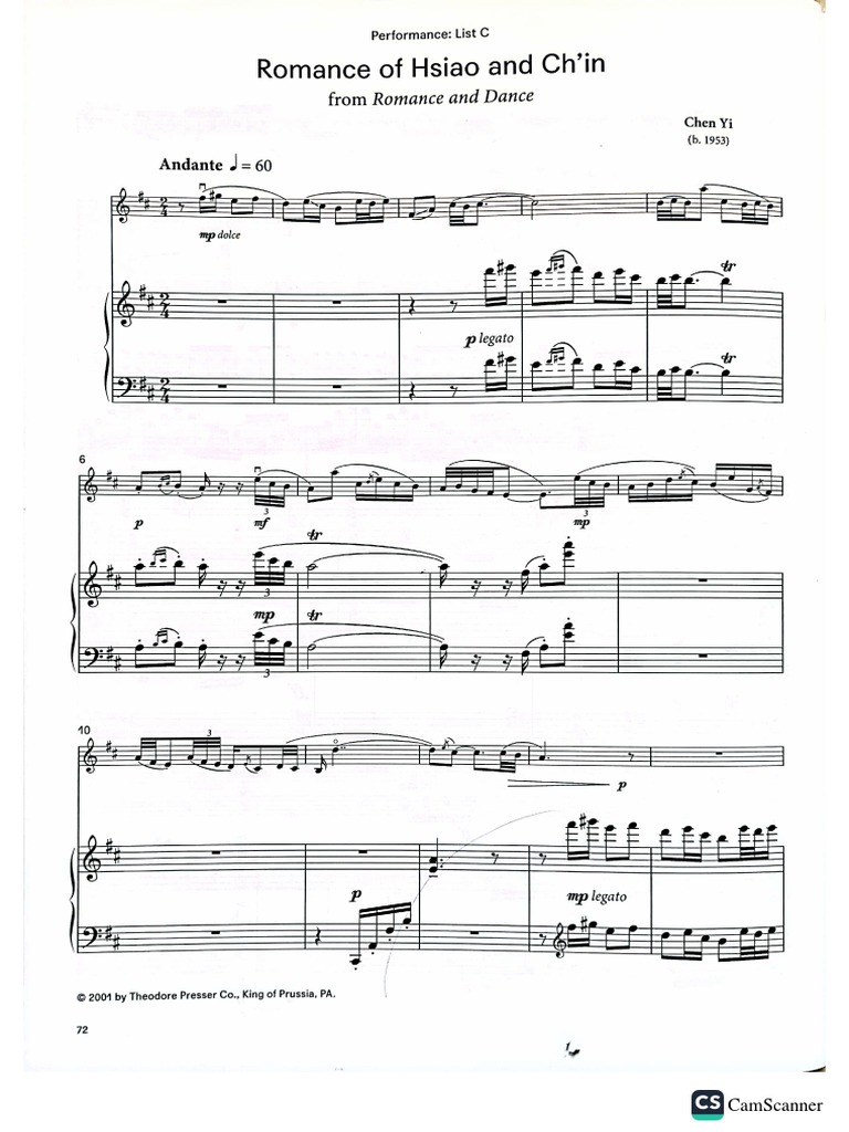 Romance of Hsiao and Chin Piano | PDF