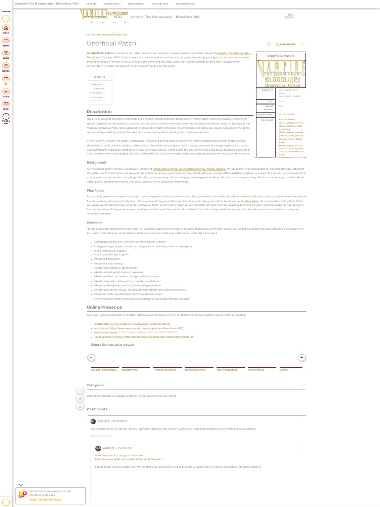 Unofficial Patch - Vampire - The Masquerade - Bloodlines Wiki - Fandom ...