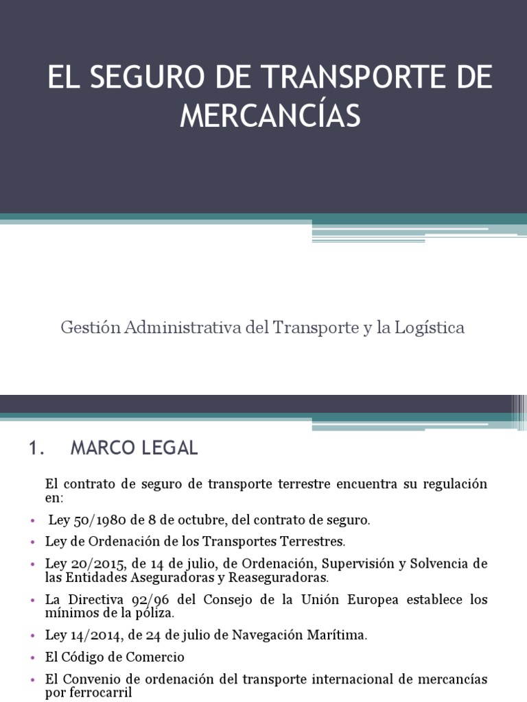 El Seguro de Transporte de Mercancías | PDF | Póliza de seguros | Seguro