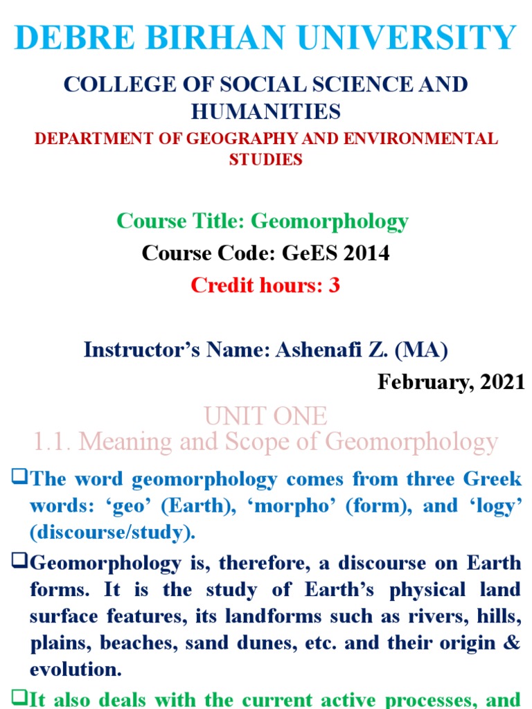 Geomorphology CH 1 | PDF