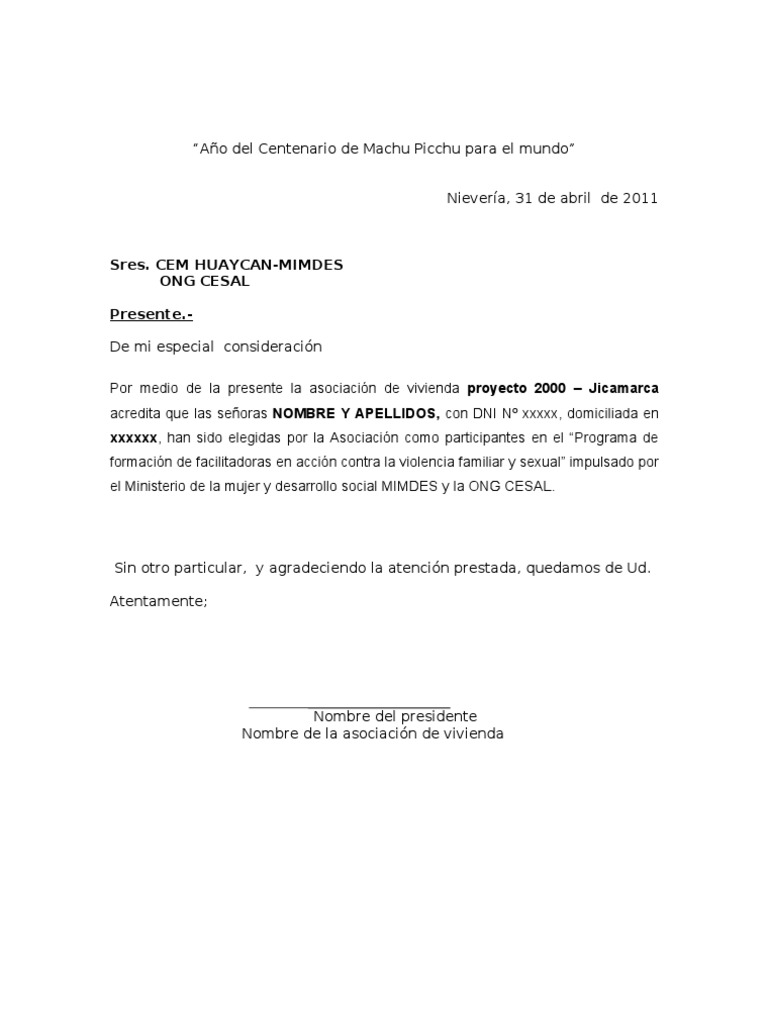 Modelo Carta de Certificacion Junta Directiva | PDF