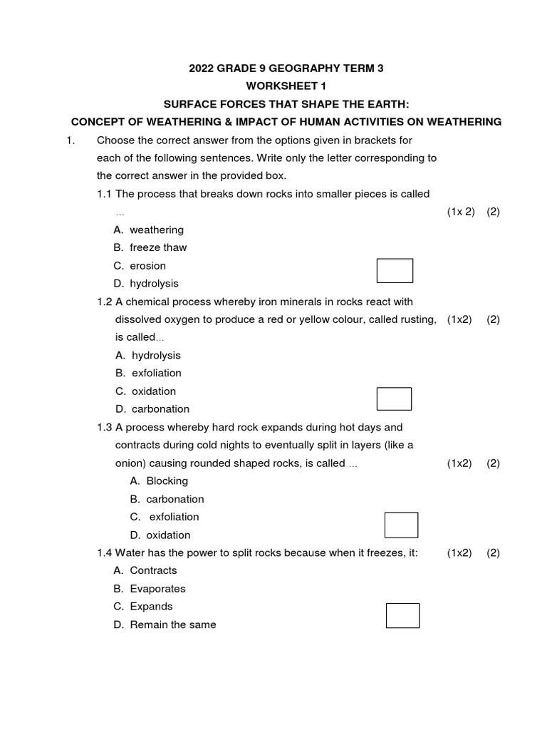 2022 Grade 9 Term 3 Geography Worksheets | Download Free PDF ...