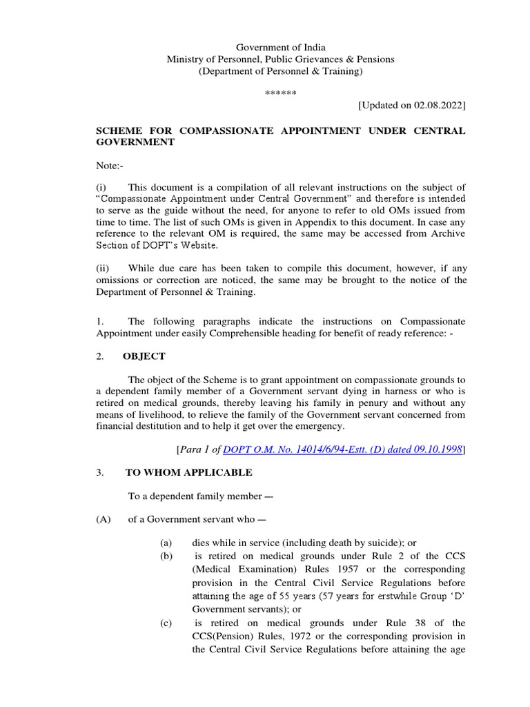 Information Document On Compassionate Appointment | PDF | Employment ...