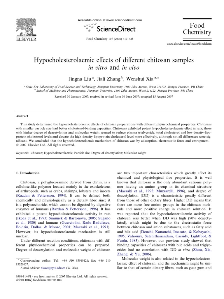 Liu 2008 Hypocholesterolaemic Effects, Food Chemistry, 107, 419 ...